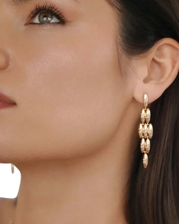 Ettika Baguette Cubic Zirconia Oval Dome Statement Earrings