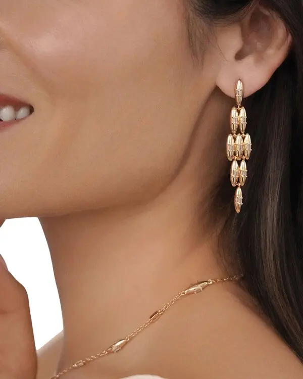Ettika Baguette Cubic Zirconia Oval Dome Statement Earrings