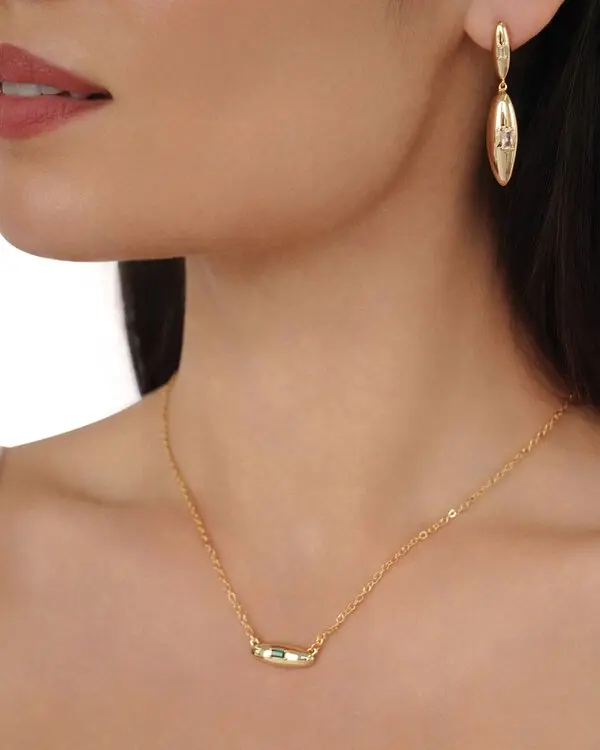 Ettika Baguette Crystal Oval Dome Pendant Necklace