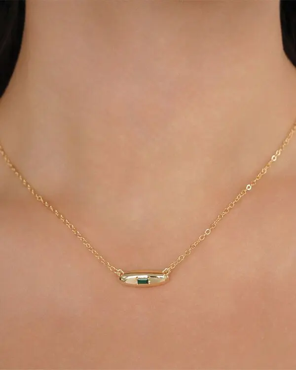 Ettika Baguette Crystal Oval Dome Pendant Necklace