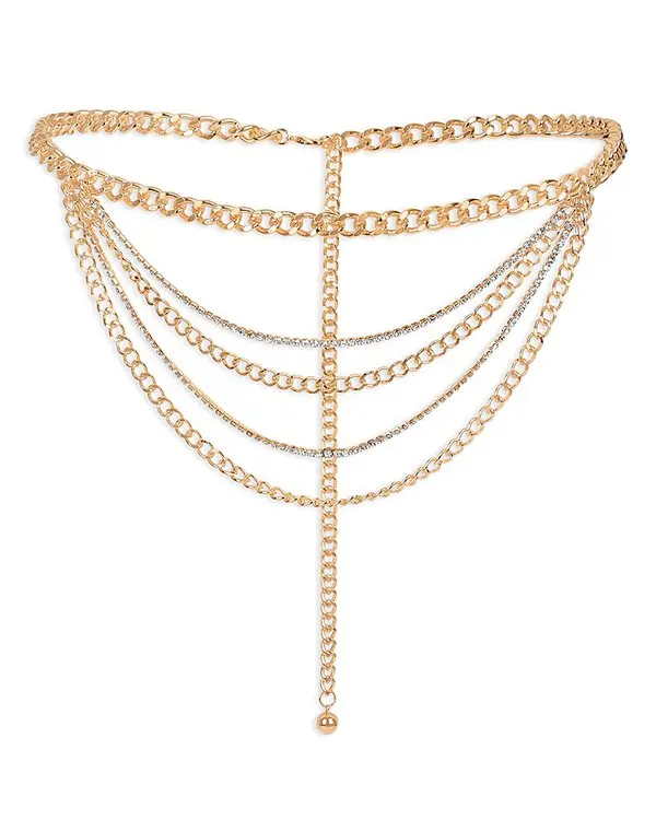 Ettika Nightlife Crystal Chain Belt - Gold