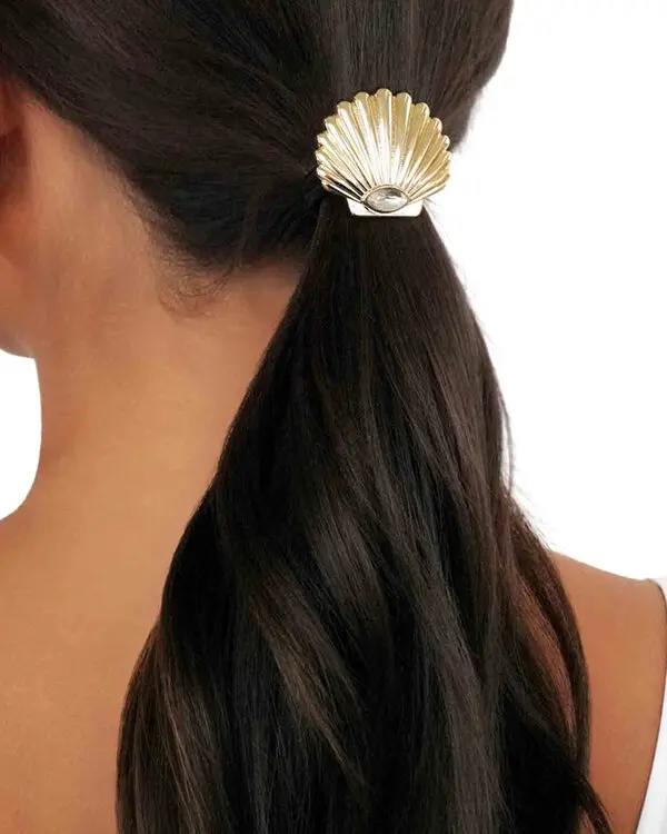 Ettika Santorini Cubic Zirconia Shell Hair Tie - Gold