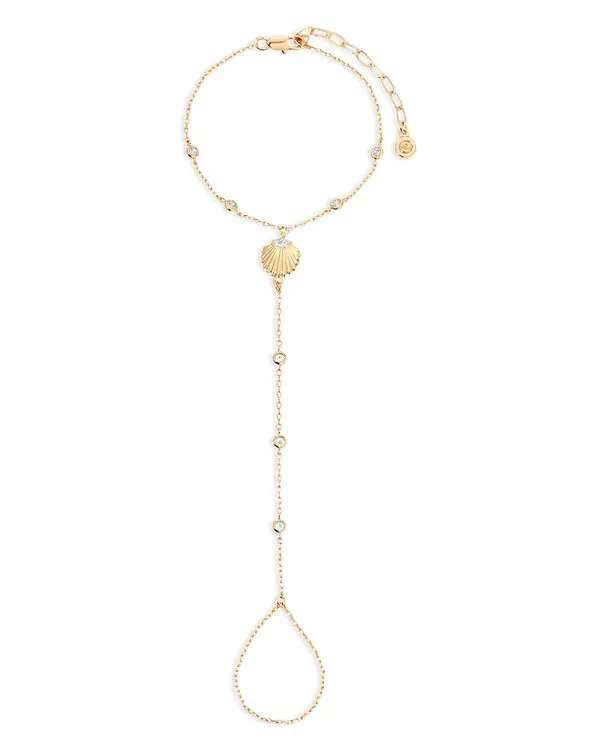 Ettika Santorini Cubic Zirconia Shell Hand Chain - Gold