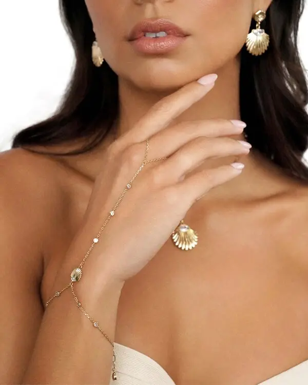 Ettika Santorini Cubic Zirconia Shell Hand Chain