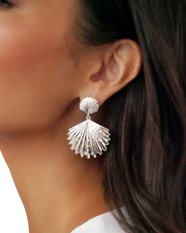 Ettika Sun Drenched Shell Drop Earrings - Silver