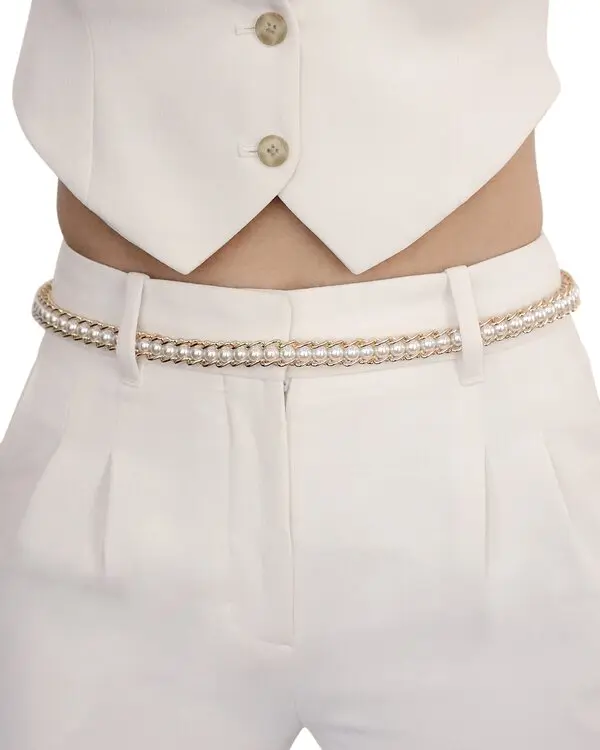 Ettika Imitation Pearl Chain Belt