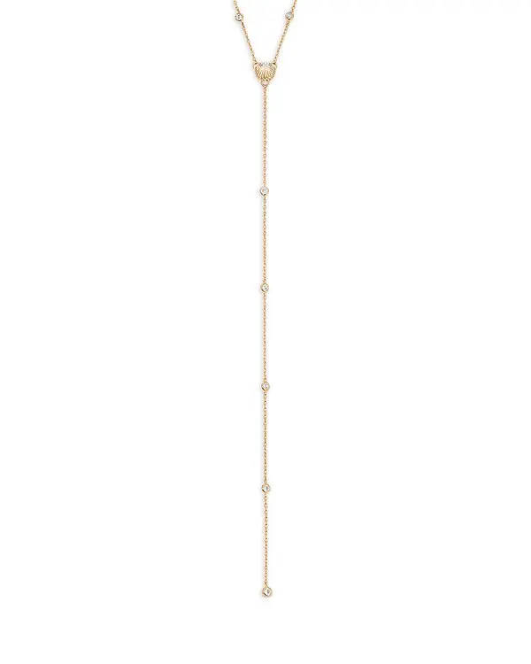 Ettika Santorini Cubic Zirconia Shell Lariat Necklace - Gold