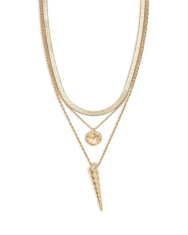 Ettika Saint Tropez Shell Layered Pendant Necklace - Gold