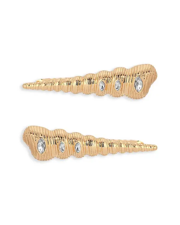 Ettika Cubic Zirconia Capri Shell Hair Barrettes Set Of 2 - Gold