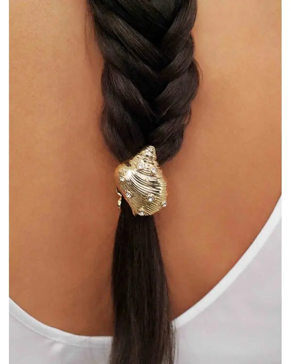 Ettika Soleil Cubic Zirconia Shell Hair Tie