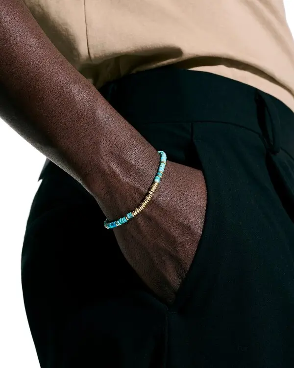 John Hardy 14k Yellow Gold Heishi Turquoise Bracelet