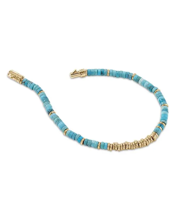 John Hardy 14k Yellow Gold Heishi Turquoise Bracelet