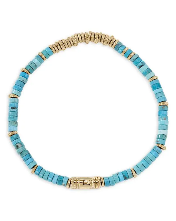John Hardy 14k Yellow Gold Heishi Turquoise Bracelet