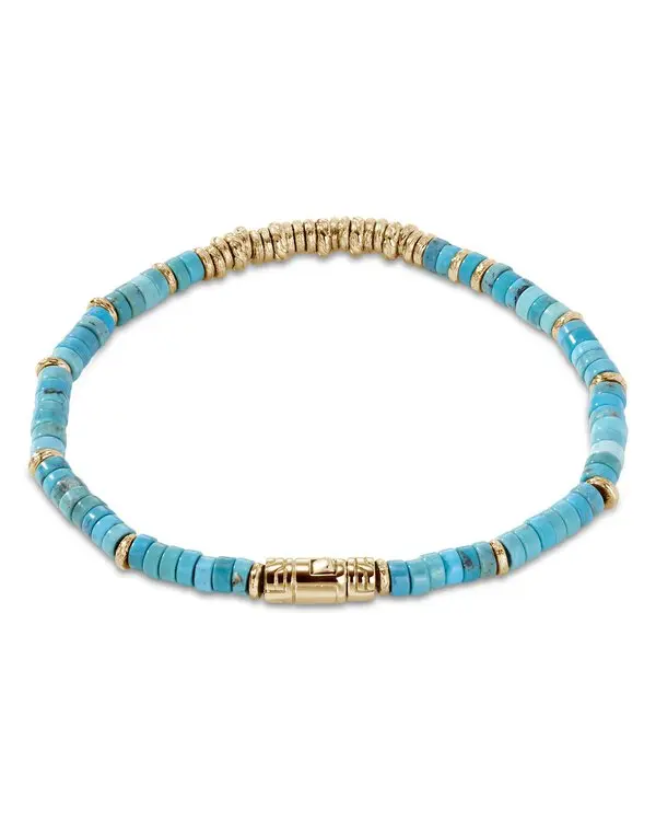 John Hardy 14k Yellow Gold Heishi Turquoise Bracelet