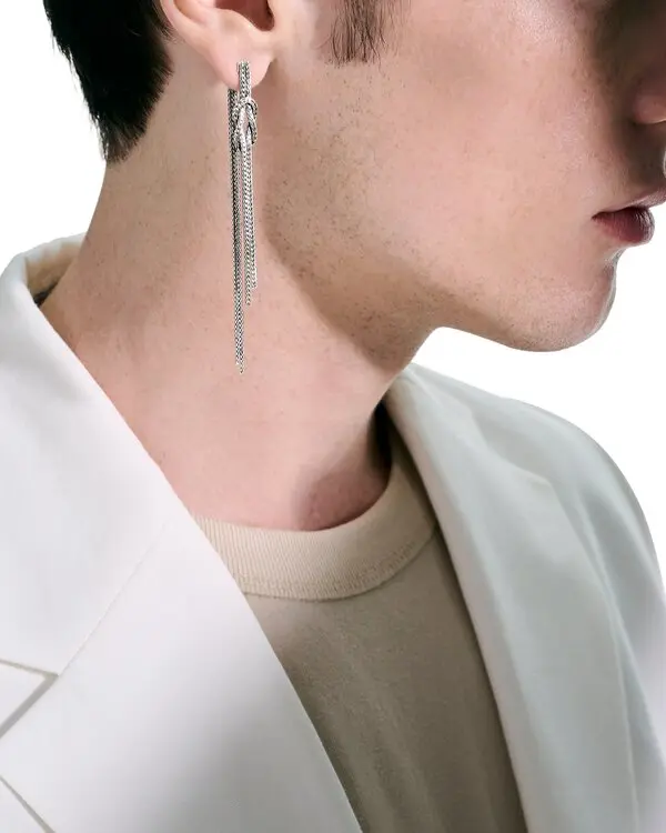 John Hardy Sterling Love Knot Chain Drop Earrings - Silver
