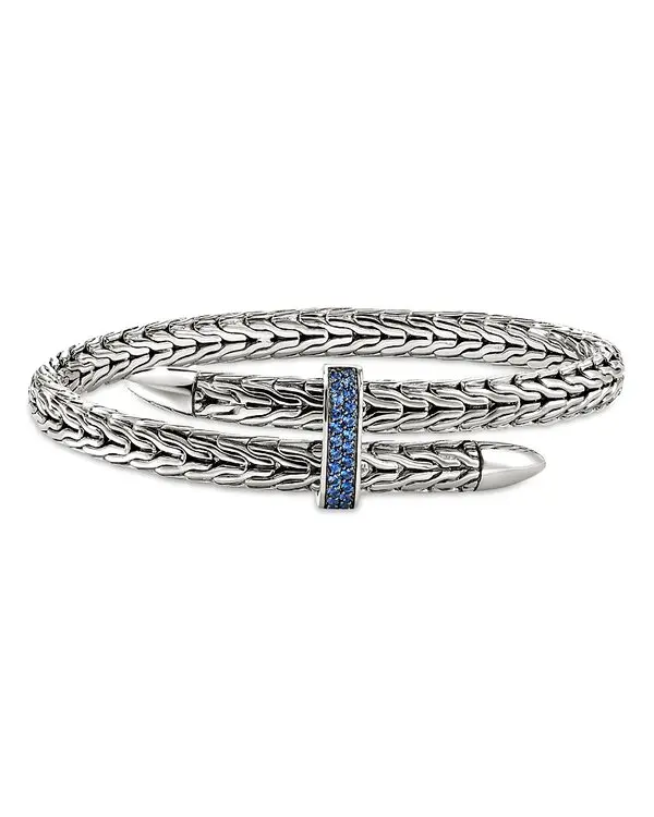 John Hardy Sterling And Sapphire Spear Flex Cuff Bracelet - Silver