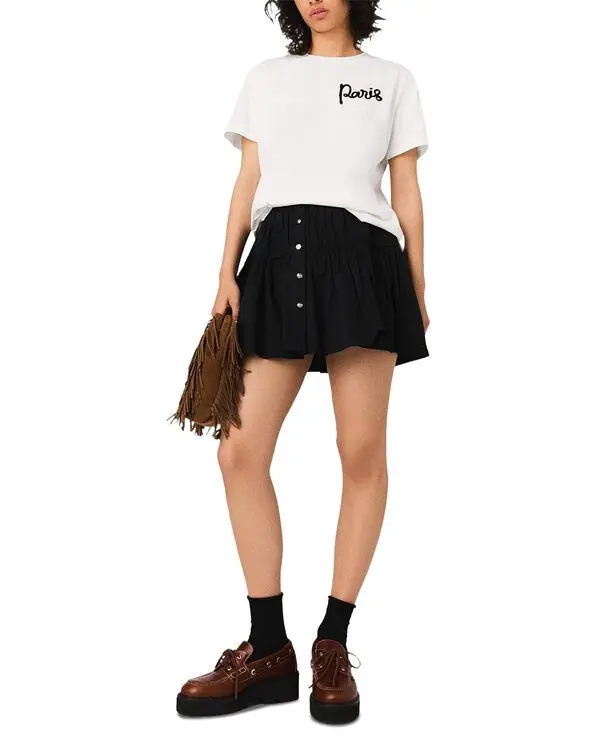 Maje Tee With Embroidered Paris Logo