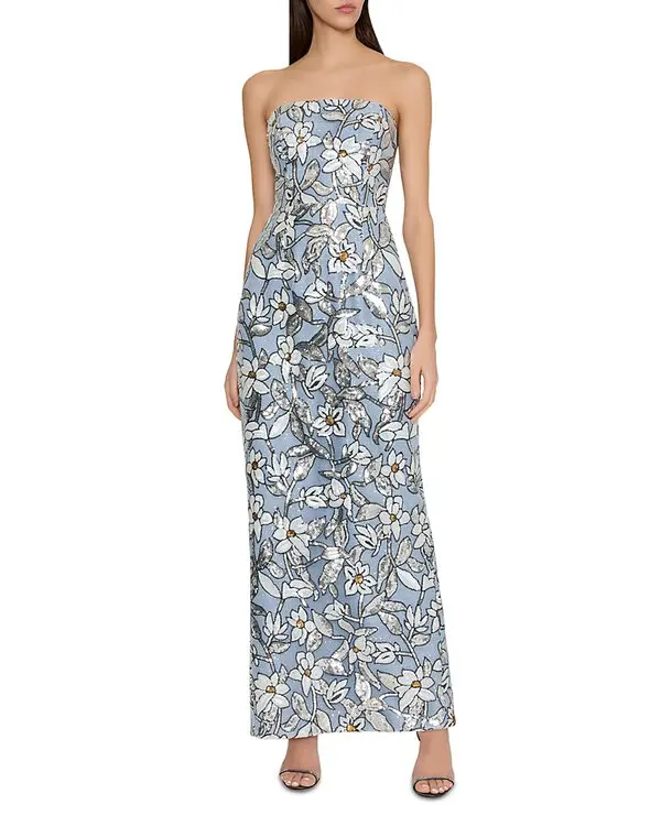 MILLY Magnolia Floral Sequins Maxi Dress