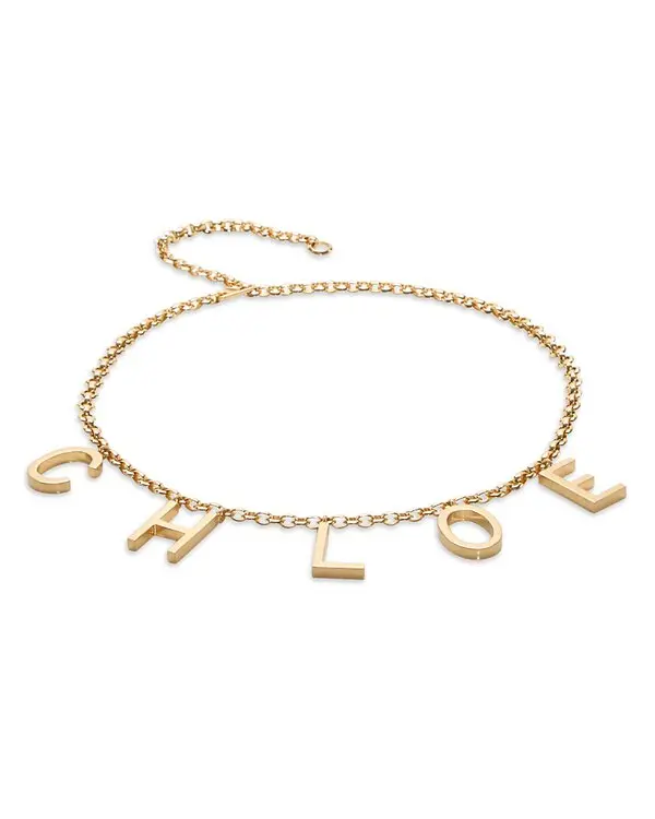 Chloé Logo Letter Chain Belt - Vintage Gold