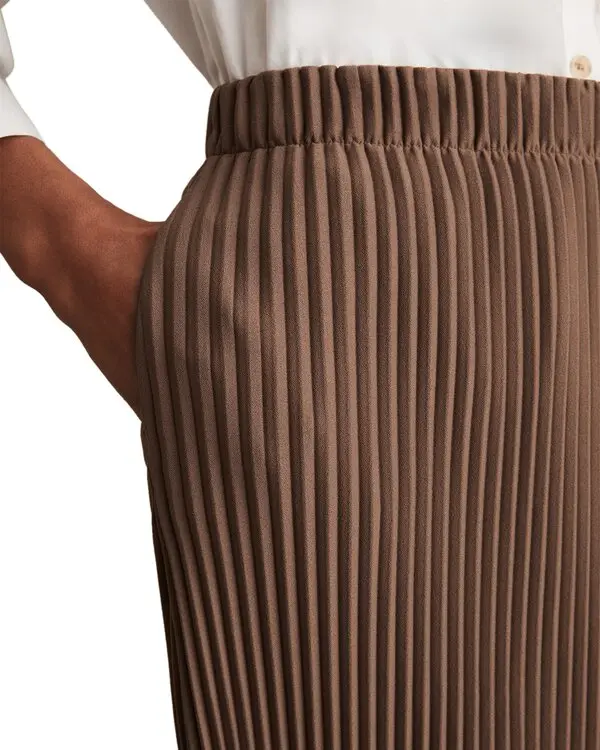 REISS Pippa Jersey Pleated Column Skirt - Chocolate