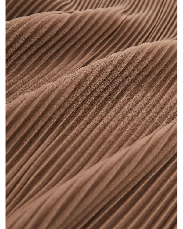 REISS Pippa Jersey Pleated Column Skirt - Chocolate