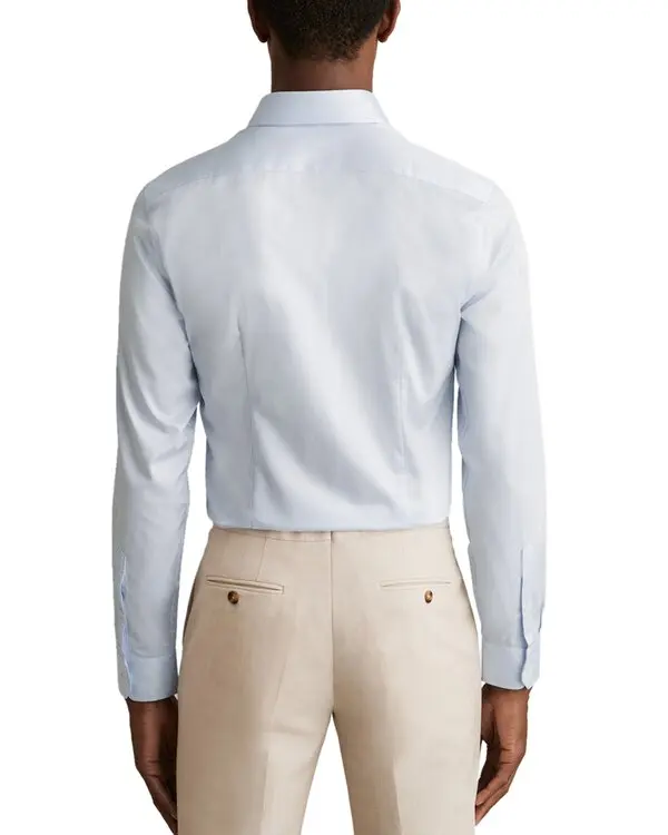 REISS Storm Slim Fit Button Front Shirt - Soft Blue