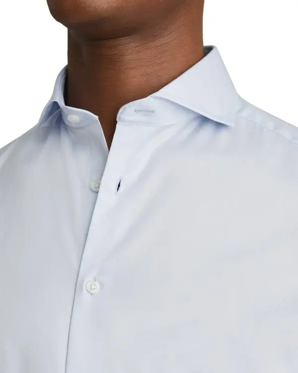 REISS Storm Slim Fit Button Front Shirt - Soft Blue