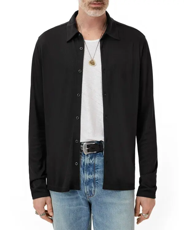 John Varvatos Caserta Regular Fit Button Front Shirt - Black