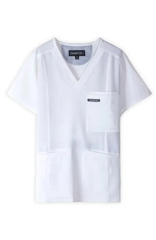 MEMBERS ONLY Siena 5-pocket V-neck Scrub Top - White