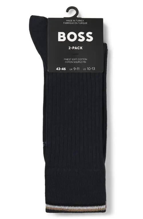 BOSS Assorted Crew Socks 2 Pack - Dark Blue