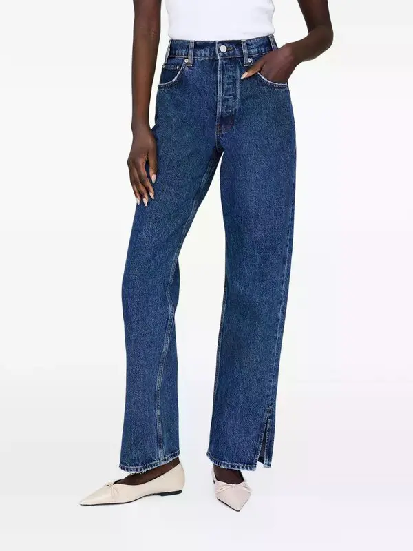 ANINE BING Slit-hem Straight Leg Jeans
