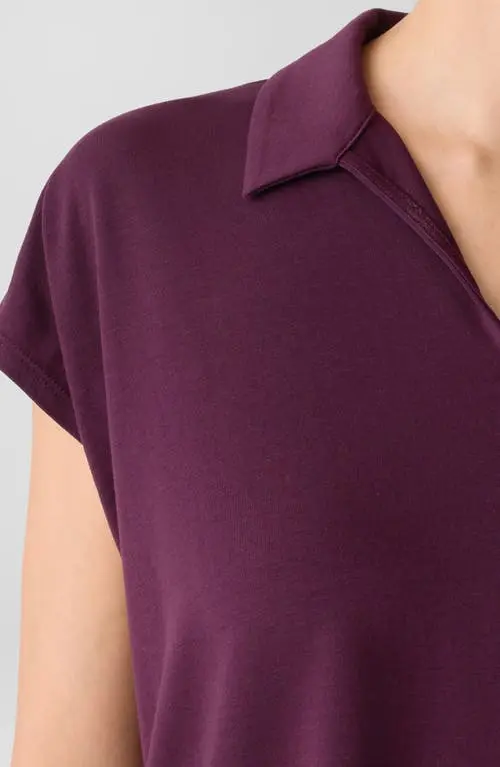 Eileen Fisher Boxy Johnny Collar Jersey Top