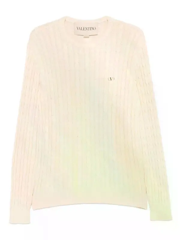 Valentino Garavani Vlogo Cable-knit Sweater - Neutrals
