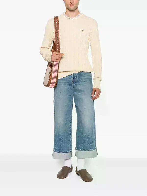 Valentino Garavani Vlogo Cable-knit Sweater
