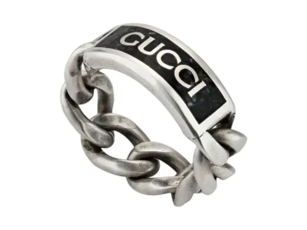 Gucci Enamel Ring - Silver/black