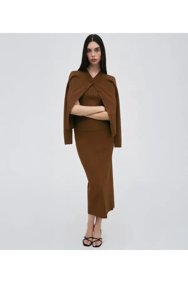 Rosetta Getty Ribbed Knit Cardigan - Neutral