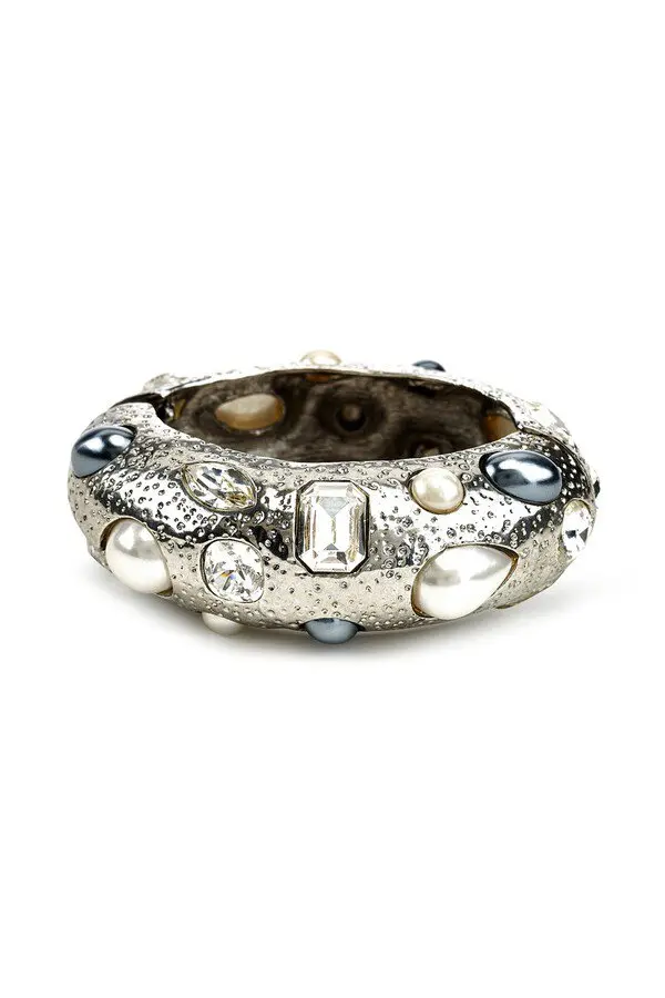 KENNETH JAY LANE Two-tone Pearl Bangle Bracelet - Silver