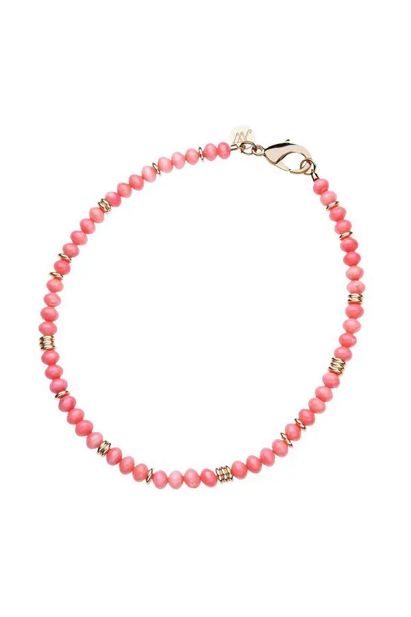 JANE WIN Gumdrop Beaded Collar Necklace - Coral