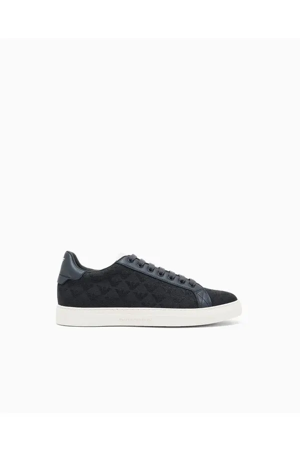 Emporio Armani Nylon Jacquard Sneakers - Navy