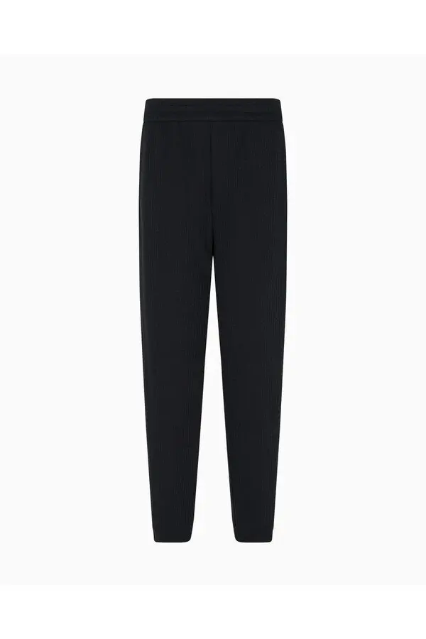 Emporio Armani Lyocell-blend Jacquard Jersey Trousers - Navy
