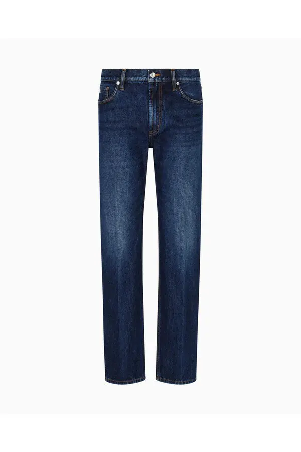 Emporio Armani J76 Straight-fit Stone-washed Denim Jeans - Blue