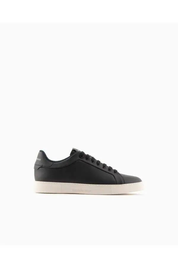 Emporio Armani Leather Sneakers - Navy