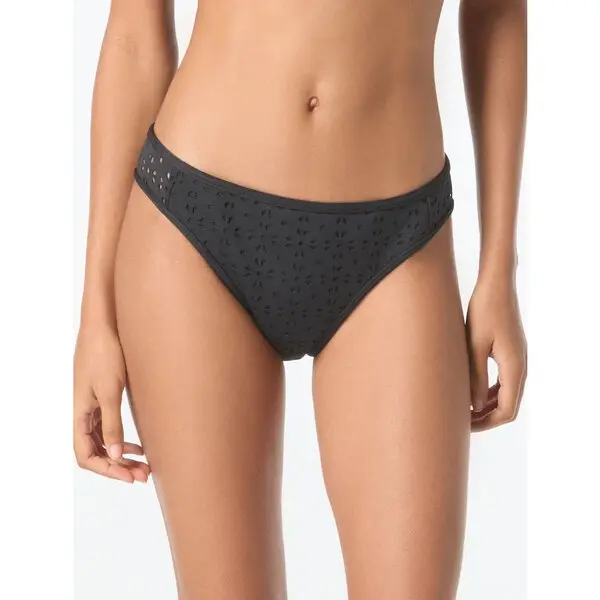 Michael Kors High Leg Inset Bikini Bottom - 001-black