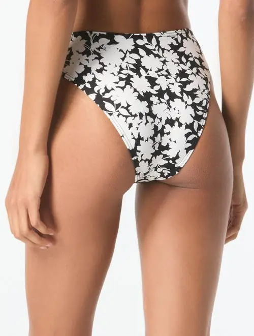 Michael Kors Monotone Floral High-leg Bikini Bottom