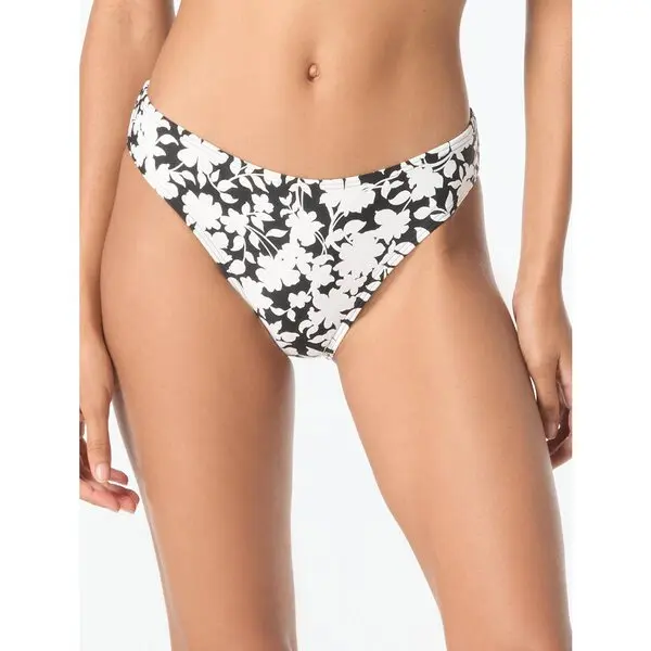 Michael Kors Monotone Floral High-leg Bikini Bottom - Black