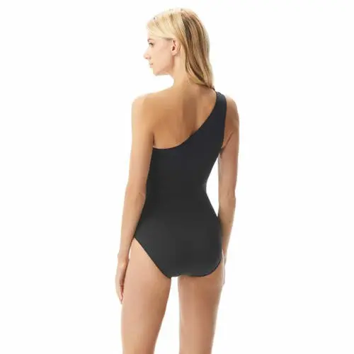Michael Kors Logo Ring One Shoulder One Piece Swimsuit