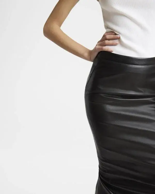 Givenchy Leather Godet-back Midi Pencil Skirt