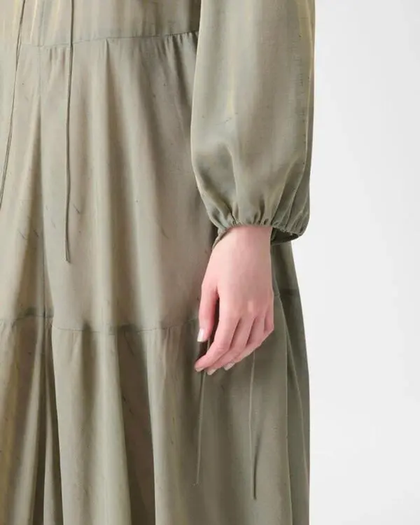 Akris Long-sleeve Tiered Maxi Dress - Khaki