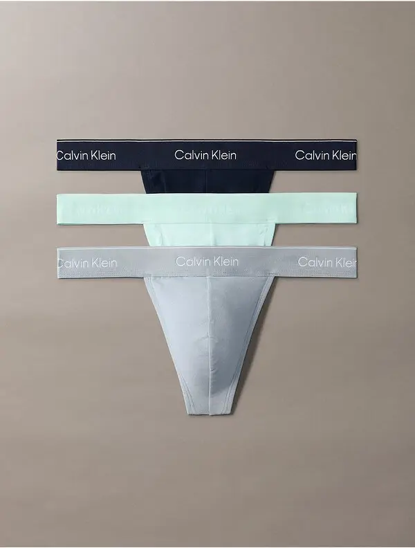 Calvin Klein Icon Cotton Stretch 3-pack Thong - Shoreline Multi
