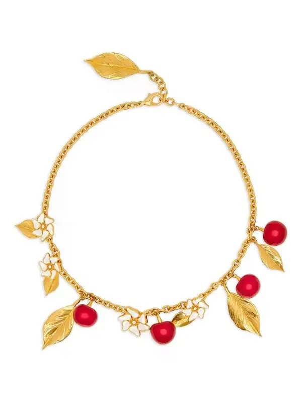 Oscar De La Renta Cherry Charm Necklace - Gold